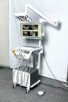 China Portable Dental Workstation with LED Butterfly Whitening Light Integrated Air Water Mobile Dental Cart Autoclavable Silicone Pad for sale