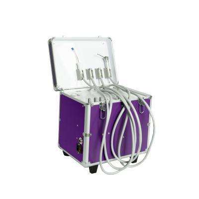 China Mini Portable Dental Unit with Air Compressor Luggage Design Mobile Dental Turbine Unit Full Set Silent Oil-Free Dental Equipment for sale