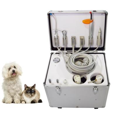 China Mobile Veterinary Dental Unit Portable Aluminum Alloy Luggage Style Vet Dental Suite with Silent Air Compressor 4 and 6 Holders Available for sale