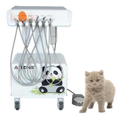 China Portable Veterinary Dental Unit with Built in Silent Oil Free Air Compressor Veterinary Dental Workstation with Ultrasonic Scaler LED Curing Light and Suction System for Animal Clinic for sale