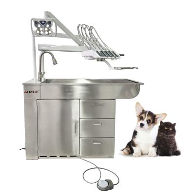 China Factory Direct Veterinary Dental Unit with LED Whitening Lamp 32L Oil Free Compressor Stainless Steel All in One Veterinary Dental Workstation for sale