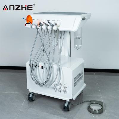 China Portable Dental Unit with Built-in Air Compressor Ultrasonic Scaler LED Curing Light High Low Speed Handpiece Mobile Dental Treatment Cart Compact Dental Workstation for Dental Clinic for sale