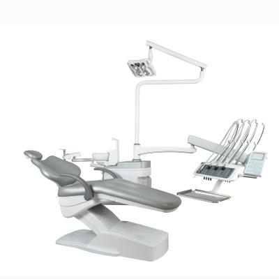 China Top Mounted Dental Chair Unit with LED Sensor Light Luxury PU Leather Dental Treatment Chair Electric Dental Unit for Dental Clinic for sale