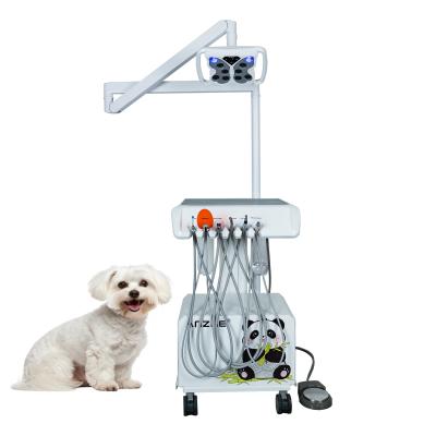 China Portable Veterinary Dental Unit with Butterfly LED Lamp Built In Air Compressor Ultrasonic Scaler LED Curing Light Suction System for Animal Dental Clinics for sale