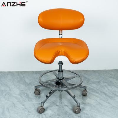 China Adjustable Saddle Dental Stool Medical Operator Chair with Microfiber Leather Upholstery and Aluminum Alloy Base for sale