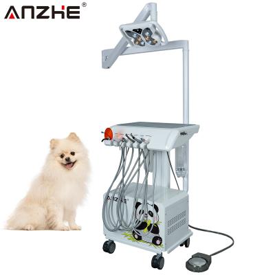 China Portable Veterinary Dental Unit with Butterfly LED Dental Lamp Built In Air Compressor Suction Scaler Curing Light for Animal Dental Clinics for sale