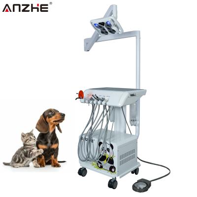 China Portable Veterinary Dental Unit with Butterfly Dental Lamp Mobile Veterinary Dental Workstation with Built In Air Compressor Scaler Curing Light and Suction System for sale