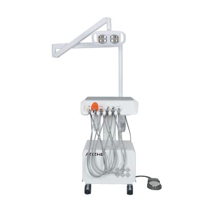 China Portable Dental Unit with LED Lamp Built-in Silent Air Compressor Mobile Dental Treatment Cart for Clinic for sale