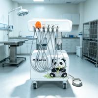 China Portable Electric Veterinary Dental Unit with Air Compressor  Mobile Animal Dental Equipment with Scaler LED Curing Light & Suction for sale