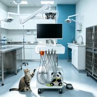 China Professional Veterinary Dental Treatment Unit with HD Intraoral Camera LED Light and Dual Voltage 220V/50Hz 110V/60Hz Digital Dental Workstation for Animal Hospital for sale