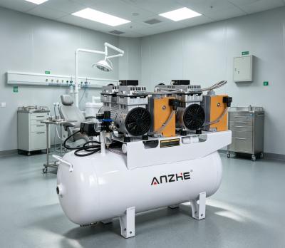 China 60L Silent Oil Free Dental Air Compressor with Air Dryer 1700W High Efficiency for 4 Dental Chairs for sale
