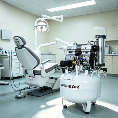 China 32L Tank 55dB Low Noise Oil Free Dental Air Compressor with Built In Dryer for Clinics for sale