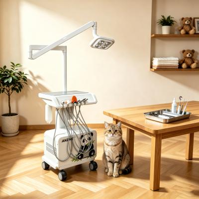 China Portable Veterinary Dental Unit with 8 LED Dental Lamp Built in Air Compressor Scaler Curing Light Suction Mobile Workstation for sale