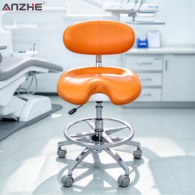 China Premium Microfiber Leather Dental Operator Stool Ergonomic Saddle Seat Aluminum Alloy Base, Adjustable Back Support for sale