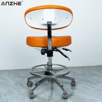 China Ergonomic Adjustable Dental Stool with Backrest and Microfiber Leather Upholstery on Aluminum Alloy Base for sale