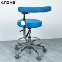 China Ergonomic Dental Assistant Stool with 360 Degree Rotating Armrest Adjustable Height and Microfiber Leather Seat for sale