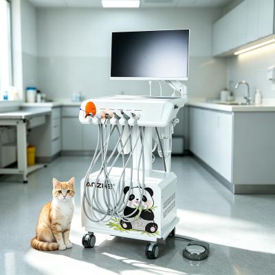 China All in One Mobile Veterinary Dental Trolley, Small Animal Dental Treatment Cart with HD Intraoral Camera  Built in Suction for Vet Clinic for sale
