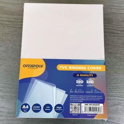 China Offsipoly 200mic Thickness A4 Size Transparent Clear PVC Binding Covers for Professional Document Protection for sale