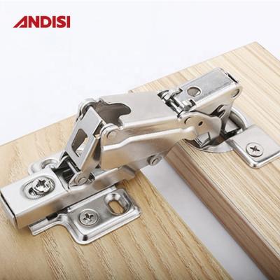 China Soft Close Kitchen Cabinet Hinge 165 Degree Iron 35mm Cup for 3-7mm Panel Door for sale