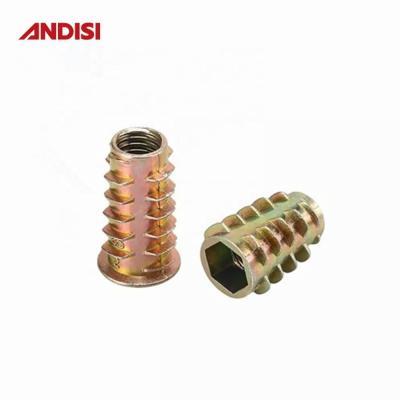 China Zinc Alloy Steel M6 M8 M10 Threaded Flanged Round Head Hex Insert Nuts for Furniture for sale