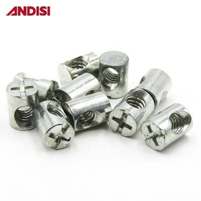 China M6 M8 Cross Head Phillips Drive Barrel Nut 11-20mm Length for Wood Joint Connecting Steel Zinc Plated for sale