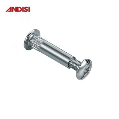 China M6 Furniture Connecting Fitting Screw Joint Connector Bolt and Nuts Combination Nickel Plated Steel 29x14mm for sale