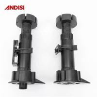 China Adjustable Kitchen Cabinet Leveling Feet Black Finish 100-190mm Height PP ABS Material for sale