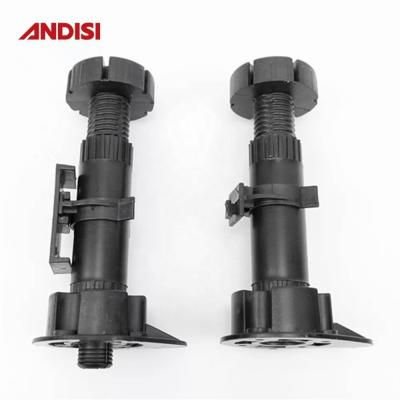 China Adjustable Kitchen Cabinet Leveling Feet Black Finish 100-190mm Height PP ABS Material for sale