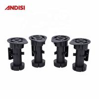 China Adjustable Kitchen Cabinet Leveling Feet Black Finish 100-190mm Height PP ABS Material for sale