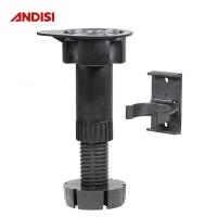 China Adjustable Kitchen Cabinet Leveling Feet Black Finish 100-190mm Height PP ABS Material for sale