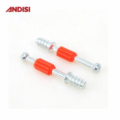 China Mini Fix Furniture Connecting Bolt Zinc Plated Red Finish 11mm Length Part B for Cabinet Cam Lock Dowel for sale
