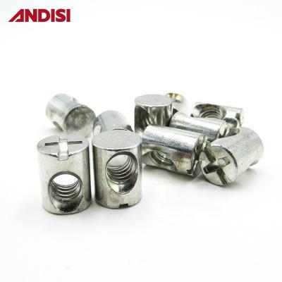 China M6 M8 Cross Head Phillips Drive Embedded Barrel Nut Zinc Plated Steel Furniture Connector for sale