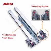 China ANDISI 3D Plastic Clip Full Extension Soft Close Undermount Drawer Slide 35KGS 450mm for Kitchen Cabinet for sale