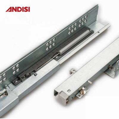 China ANDISI 3-Fold Soft Close Undermount Drawer Slide 35kg Capacity 300-600mm Galvanized Steel for sale