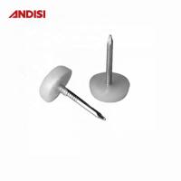 China Nylon Steel Furniture Leg Protector Foot Skid Nails for Table Chair 12-22mm Diameter White Finish for sale