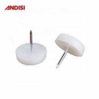China Nylon Steel Furniture Leg Protector Foot Skid Nails for Table Chair 12-22mm Diameter White Finish for sale