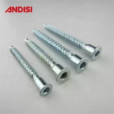 China Steel Cross Hexagon Head Phillips Flat Head Euro Confirmat Screw M6.4 50mm Zinc Plated for sale