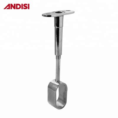 China Zinc Alloy Oval Wardrobe Hanger Rod Centre Tube Holder Adjustable Height 80-120mm for sale