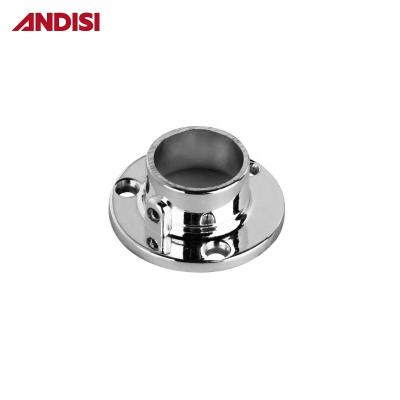 China Zinc Alloy Chrome Plated Wardrobe Rod End Bracket Tube Holder Support Flange 16mm 19mm 25mm for sale