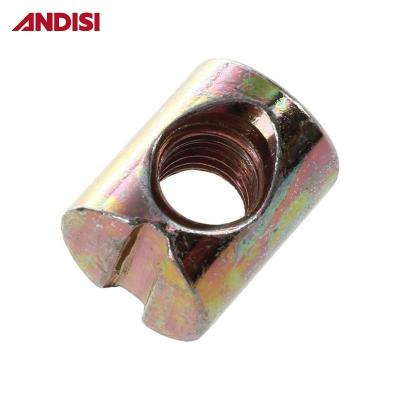 China M6 M8 Slotted Metal Cross Dowel Embedded Barrel Nut Furniture Connecting Fitting Steel Zinc Plated for sale