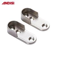 China Zinc Alloy Oval Wardrobe Clothes Hanging Rail Holder Support Bracket HA23 Nickel Chrome Plated for sale