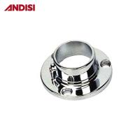 China Zinc Alloy Round Rail Tube Support Steel Holder Brackets Flanges for Wardrobe Hardware Chrome Plated HA15 for sale
