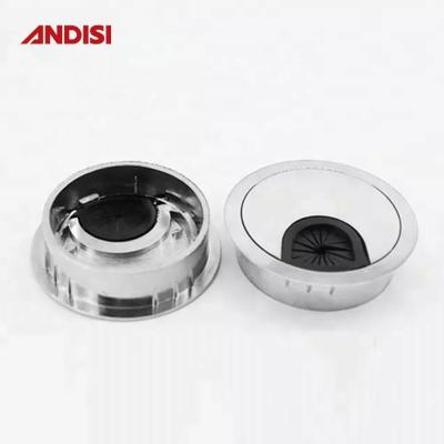 China Zinc Alloy Cable Sleeve Cover Grommet 60mm 80mm Chrome Nickel Plated Office Table Outlet for sale