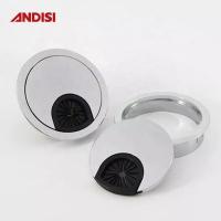 China Zinc Alloy Cable Sleeve Cover Grommet 60mm 80mm Chrome Nickel Plated Office Table Outlet for sale
