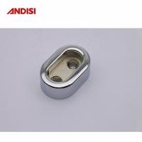 China Heavy Duty Zinc Alloy Wardrobe Tube Pipe Hanging Rail Closet Rod Bracket Holder Flange Support Black 30x15mm for sale