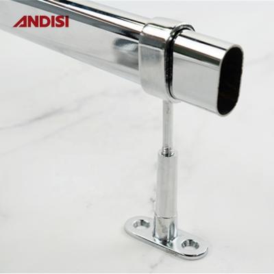China Adjustable Height Zinc Alloy Closet Rod Bracket 80-120mm for Oval Wardrobe Tube Support for sale