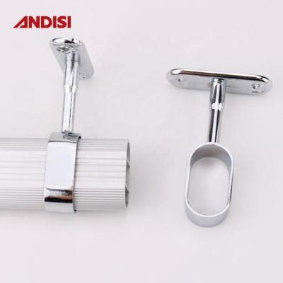 China Nickel Plated Zinc Alloy Wardrobe Tube Holder Support for Closet Rod Bracket 25mm for sale