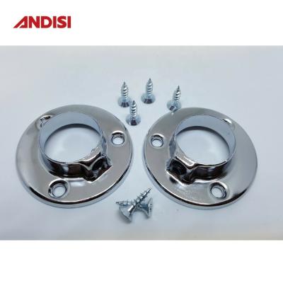 China Zinc Alloy D25 Round Closet Rod Holder for Chrome Plated Wardrobe Tube 25mm for sale