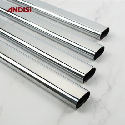 China Oval Metal Wardrobe Tube 30x15mm Polished Chrome Closet Rod 0.5-1.2mm Thickness for sale