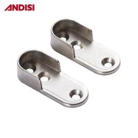 China 44mm Zinc Alloy Clothes Rail Holder for Wardrobe Cabinet Oval Pipe Tube End Bracket Nickel Chrome Plated for sale